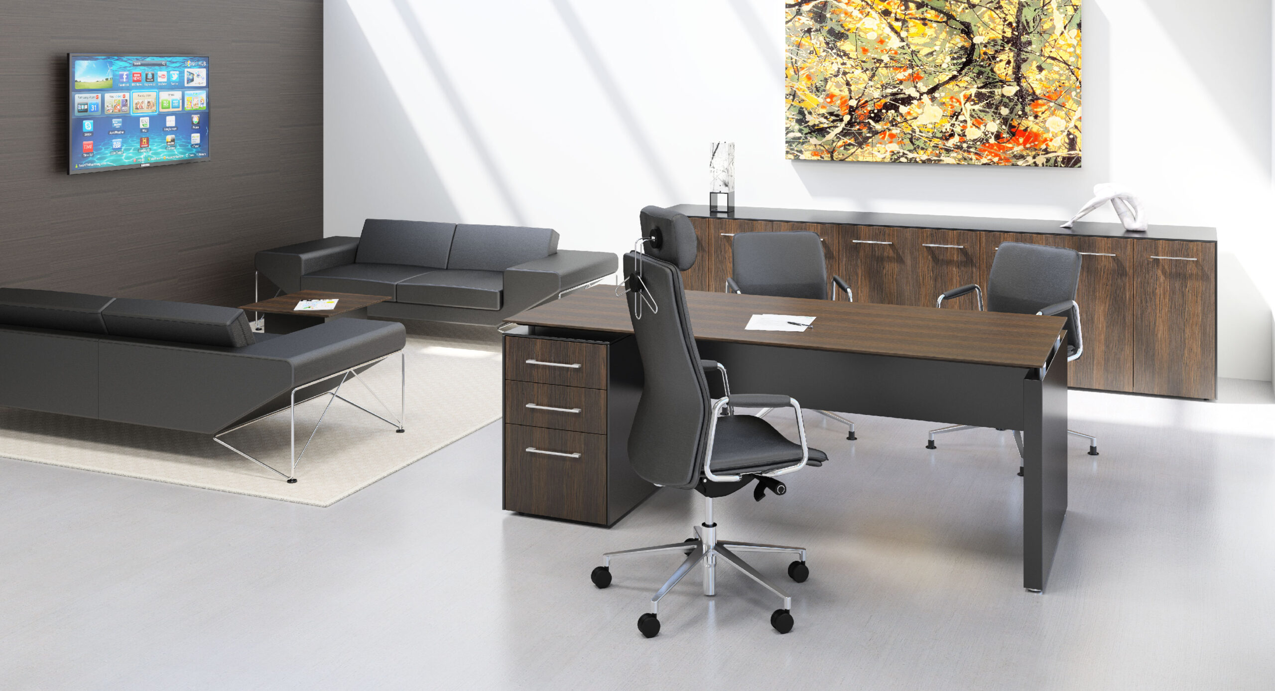 Fulcrum CE - Single Pedestal Executive Desk